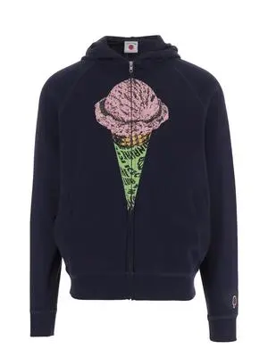 ICECREAM Ice Cream Graphic Zip Hoodie - Navy