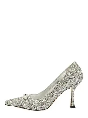JIMMY CHOO Ryker Glitter-detail Stiletto Pumps - Silver