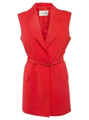 Valentino Garavani Crepe Sleeveless V-neck Mini Dress With Vlogo Signature Buckle - Red