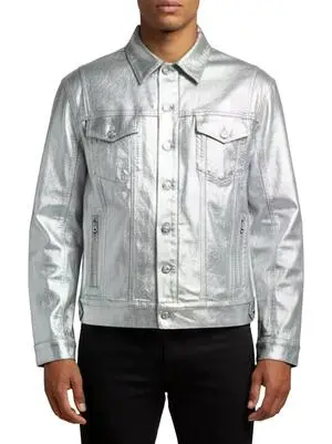 Balmain Metallic Denim Jacket - Silver