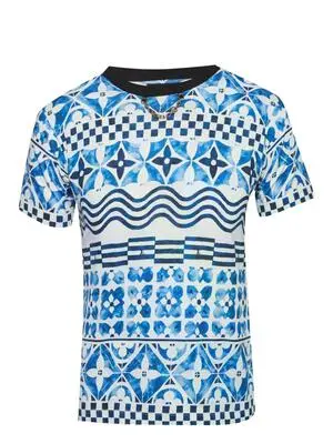 LOUIS VUITTON Monogram Print Chain-detail T-shirt - Blue