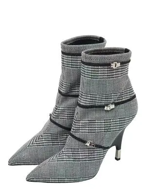 GIUSEPPE ZANOTTI Check Stretch Fabric Ankle Boots - White