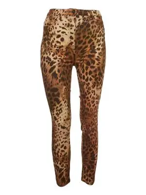 Elisabetta Franchi Leopard Print Jeans - Brown