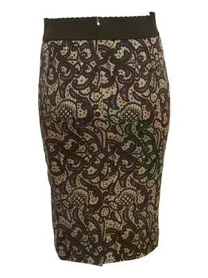 Dolce & Gabbana Lace-print Pencil Skirt - Black
