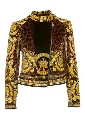 Versace Barocco Print Quilted Jacket - Brown