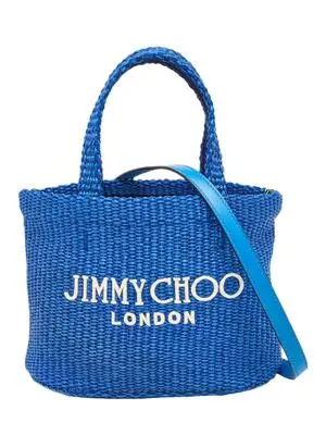 JIMMY CHOO Woven Raffia Beach Mini Handbag - Blue