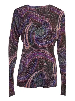 Etro Paisley Print Long Sleeve T-shirt - Black