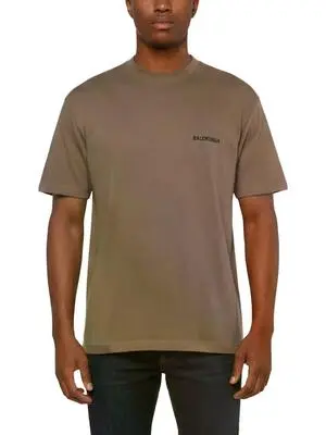 Balenciaga Logo Embroidered T-shirt - Brown