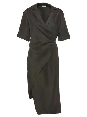 Sandro Asymmetrical V-neck Midi Dress - Grey