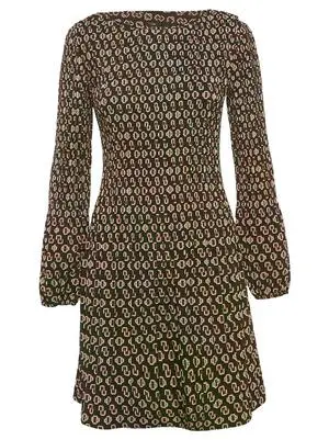 Maje Logo-detail Pattern Midi Dress - Black