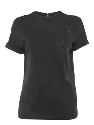 Brunello Cucinelli Monili-trim Jersey T-shirt - Grey
