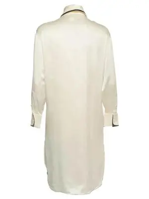 Fendi Cream Silk Satin Shirt Midi Dress - Neutrals