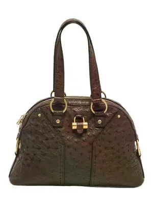 Saint Laurent Muse Ostrich-effect Handbag - Brown