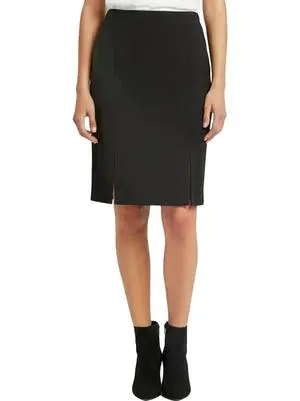 Alexander McQueen Slit-detail Crepe Skirt - Black