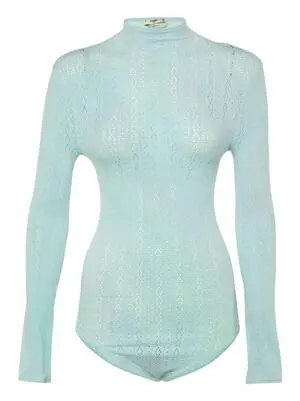 Fendi Mesh Long-sleeve Bodysuit - Blue
