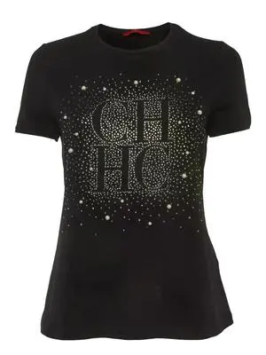 Carolina Herrera Embellished Jersey T-shirt - Black