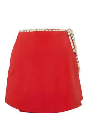 Burberry Check-trim Sarong Mid Skirt - Red