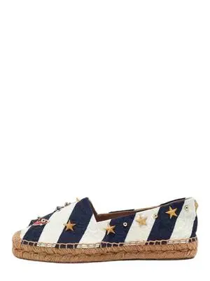 Dolce & Gabbana Striped Star-studded Espadrilles - Blue