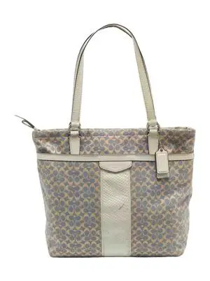 COACH VINTAGE Signature Monogram Canvas Tote Bag - Blue