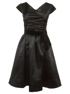 ARMANI Draped Velvet-trimmed Mini Dress - Black