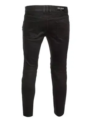 Balmain Ribbed Detail Slim-fit Jeans - Black