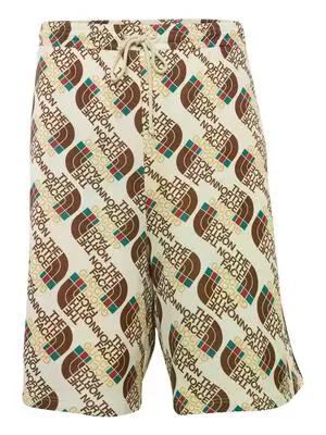 Gucci Logo Print Jersey Shorts - Neutrals