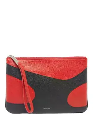 FERRAGAMO Leather Wristlet Clutch Bag - Red