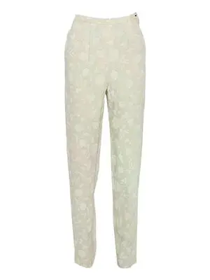 Giorgio Armani Beige Floral-jacquard Tailored Trousers - Neutrals