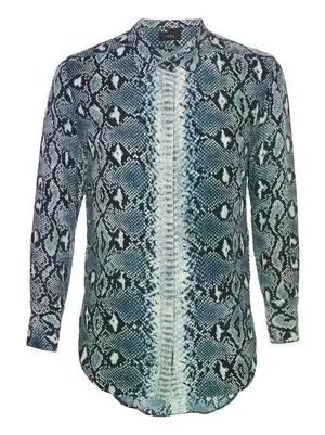 JOSEPH Lydie Python-print Silk Shirt - Blue