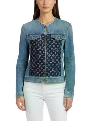 LOUIS VUITTON Monogram Zip-up Denim Jacket - Blue
