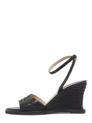 Bottega Veneta Intrecciato Wedge Sandals - Black