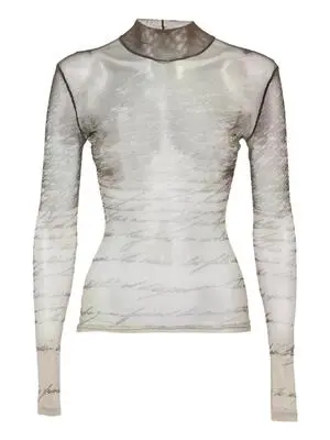 Balmain Love Letter-print Sheer Mesh Top - Neutrals
