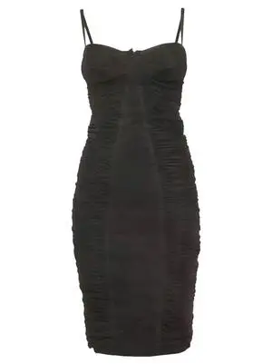 Dsquared2 Ruched Sweetheart Neck Midi Dress - Black