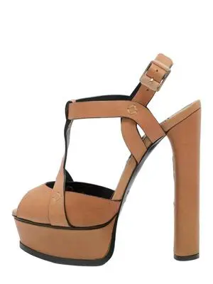Casadei Leather Platform Sandals - Brown