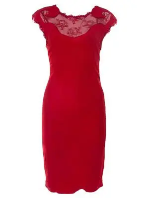 Roberto Cavalli Lace Detail Midi Dress - Red