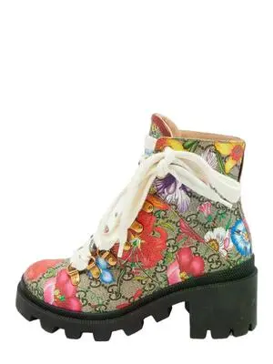 Gucci Gg Flora Ankle Boots - Neutrals