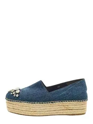 Miu Miu Embellished Platform Espadrilles - Blue