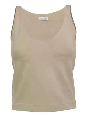 Brunello Cucinelli Monili Embellished Cropped Tank Top - Neutrals