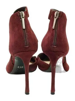 Dior Burgundy Suede D'orsay Pumps - Red