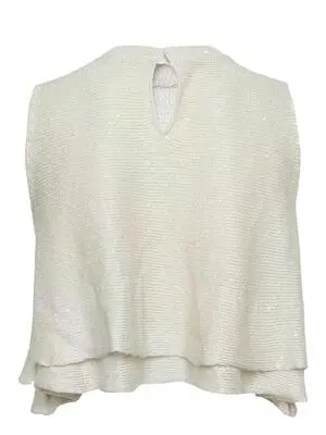 Brunello Cucinelli Sequin Embellished Flared Knit Top - Neutrals