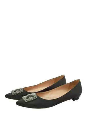 Manolo Blahnik Manolo Blahnik Hangisi Crystal Ballet Flats Black