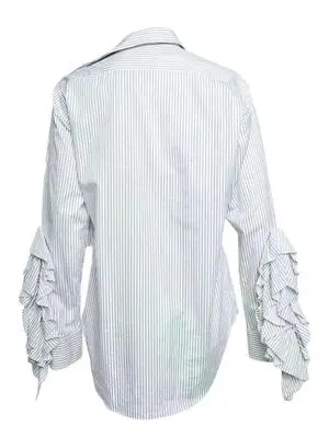 LOUIS VUITTON Striped Ruffled Shirt - White
