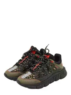 Versace Trigreca Panelled Sneakers - Black