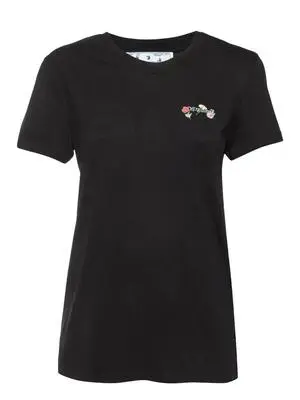 Off-White Floral Embroidered Arrow T-shirt - Black