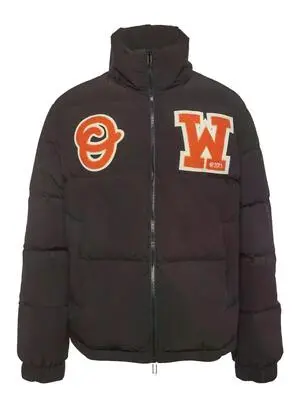 Off-White Logo Applique Puffer Jacket - Brown