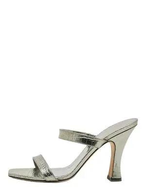 Paris Texas Tone Croc-embossed Open-toe Sandals - Silver