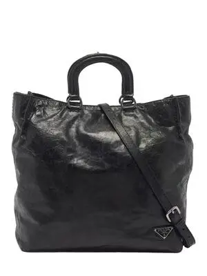 Prada Leather Tote Bag - Black
