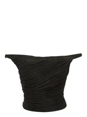 CHATS BY C.DAM Ruched Off-shoulder Blouse - Black