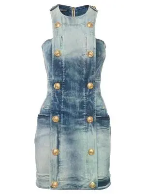 Balmain Zip-up Mini Dress - Blue