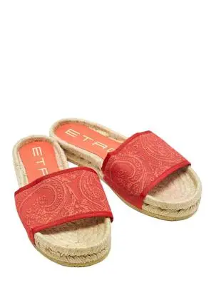 Etro Paisley Espadrille Slides - Red